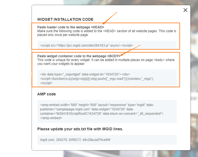 MGID Widget Code Installation on Wix.com